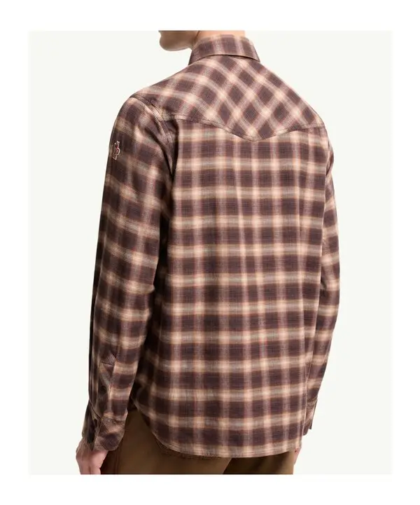 Moncler Check Cotton Blend Long Sleeve Shirt