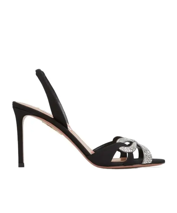 AQUAZZURA Crystal-embellished Slingback High Heels - Black