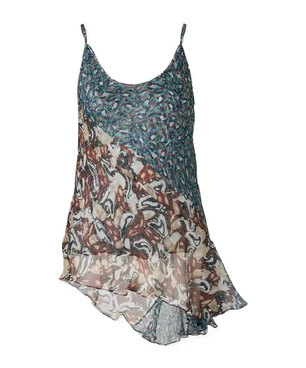 Dries Van Noten Printed Silk Asymmetric Top