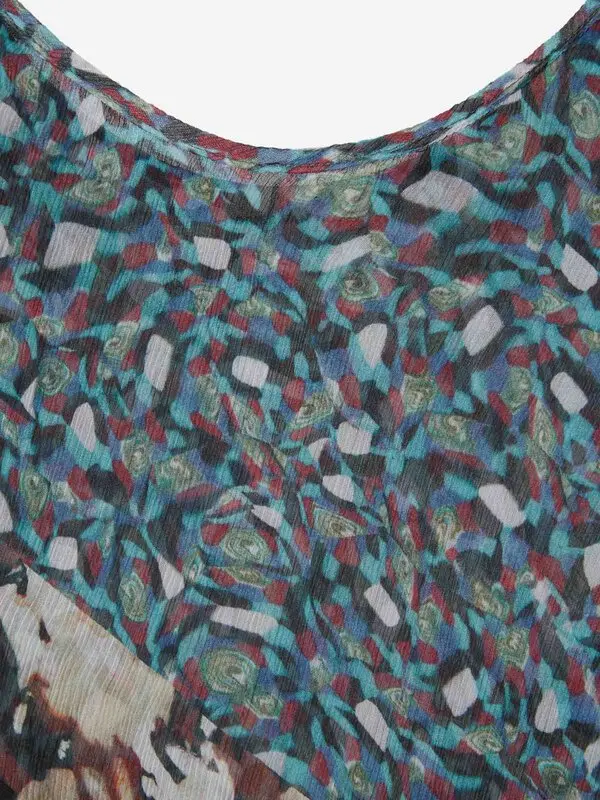 Dries Van Noten Printed Silk Asymmetric Top