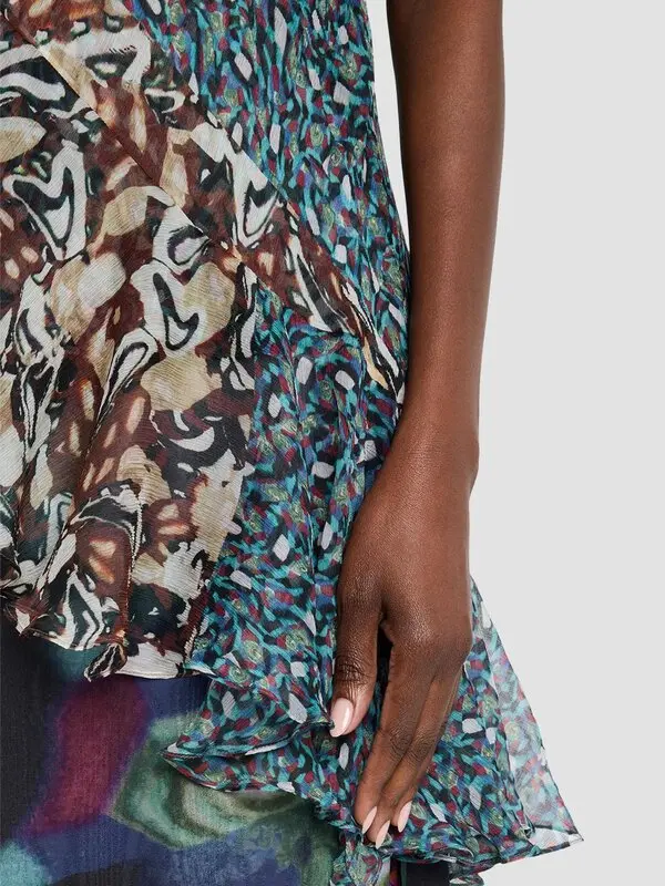 Dries Van Noten Printed Silk Asymmetric Top