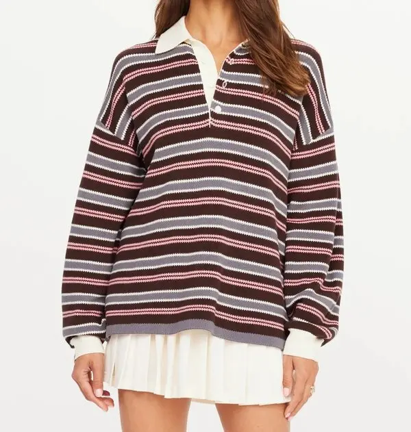 The Upside Wonder Striped Long Sleeve Knitted Top