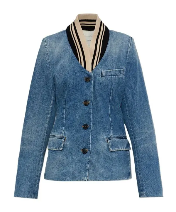 Dries Van Noten Fitted Denim Blazer - Blue