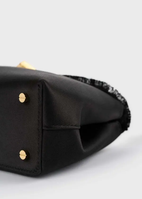 TOTEME Mini T-lock Frayed Satin Clutch - Black