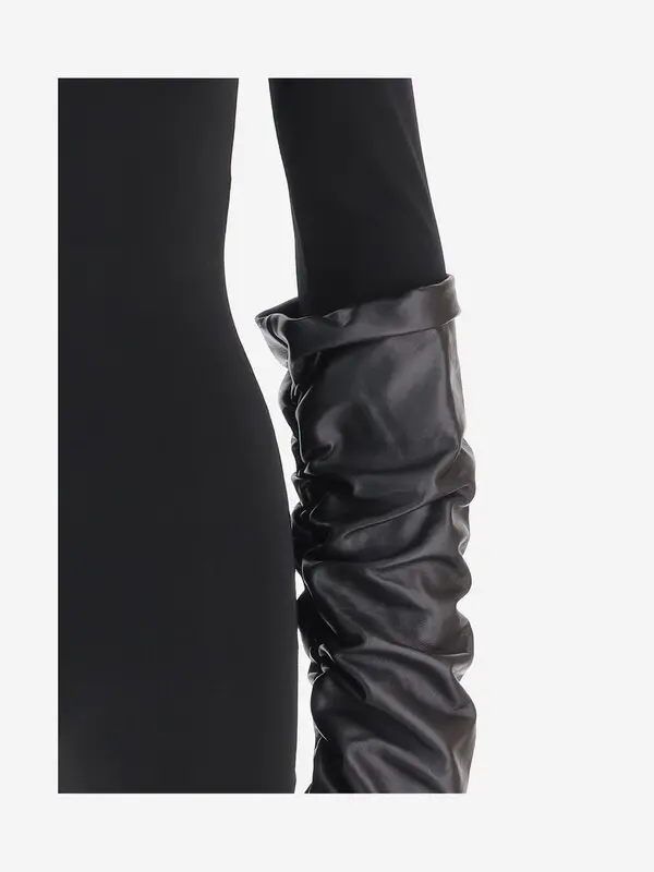 DARKPARK Ruched Sleeve Turtleneck Top - No