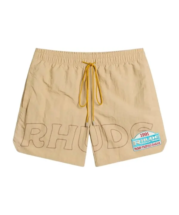 Rhude Tripoli Rally Team Logo Shorts - Tan