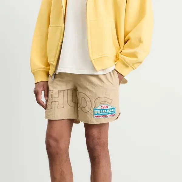 Rhude Tripoli Rally Team Logo Shorts - Tan