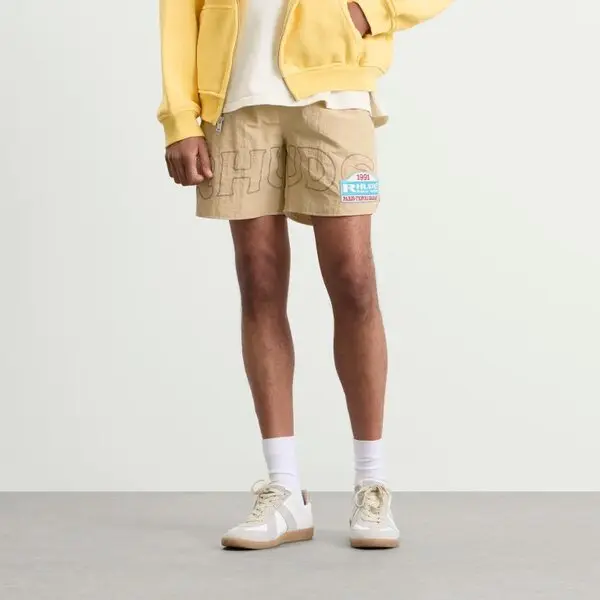 Rhude Tripoli Rally Team Logo Shorts - Tan