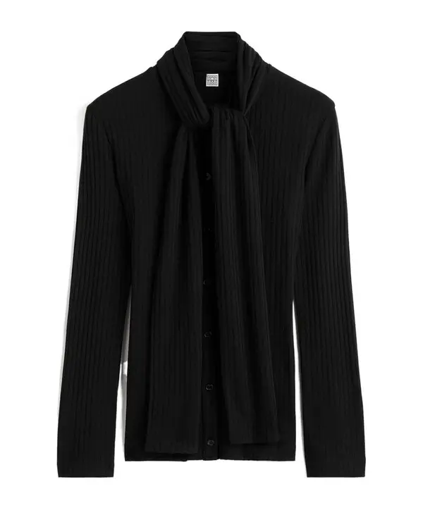 TOTEME Knitted Scarf-detail Shirt - Black