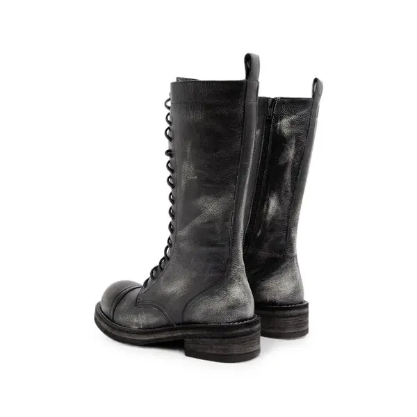 ANN DEMEULEMEESTER Brushed Leather Lace-up Combat Boots