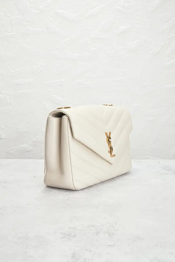 Saint Laurent Large Loulou Chain Bag In Cream