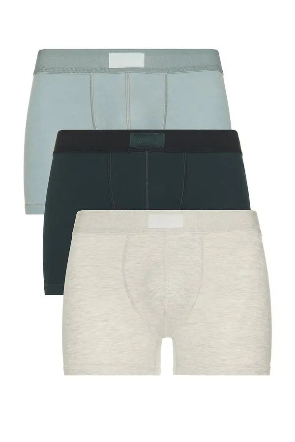 SKIMS 3 Pack Boxer Brief 3 In Grey,blue - Verdant Multi