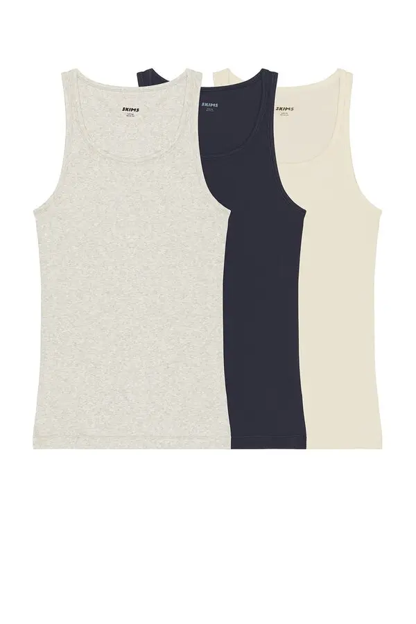SKIMS Rib Tank 3 Pack In Navy,grey
