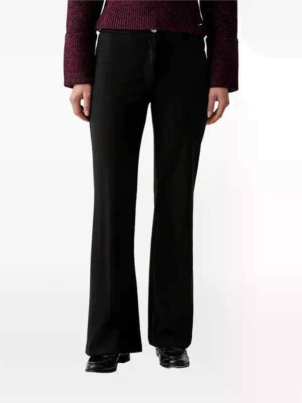 Dkny Buckle-detail Flared Trousers - Black