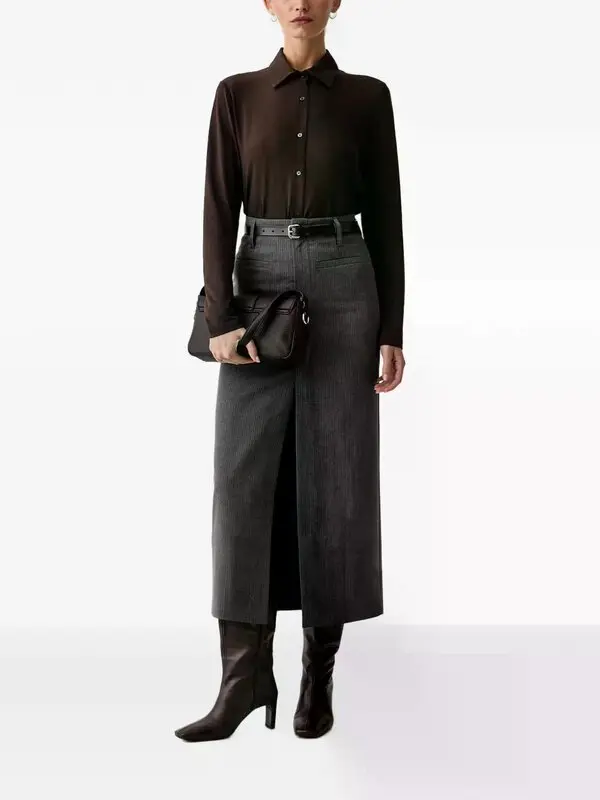 ELEH Pinstripe-pattern Front-slit Skirt