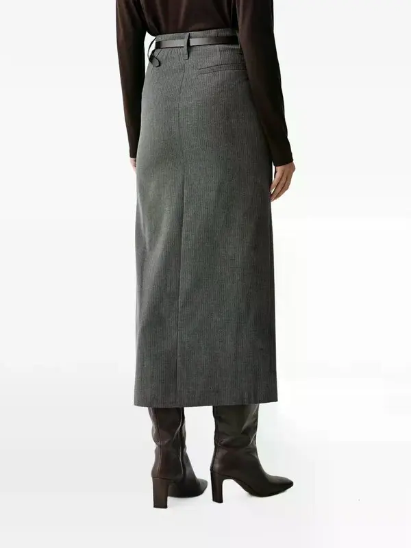 ELEH Pinstripe-pattern Front-slit Skirt