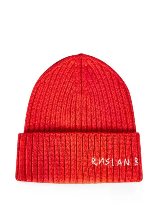 Ruslan Baginskiy Logo-embroidered Ribbed-knit Beanie Hat - Red