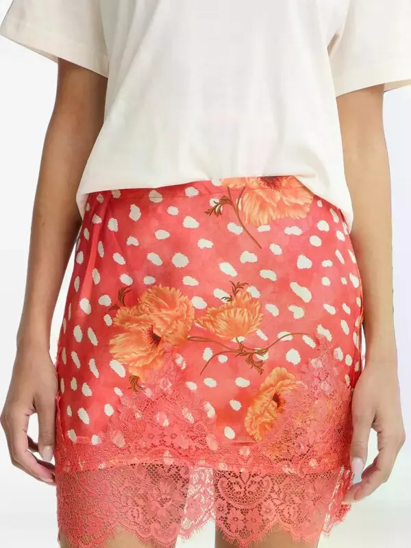 NEVER FULLY DRESSED Floral-print Lace-trim Skirt