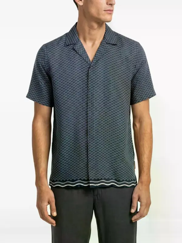 Orlebar Brown Maitan Geometric-print Silk Shirt - Blue