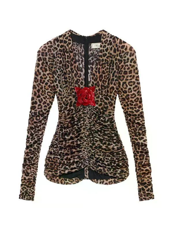 Blumarine Leopard-print Ruched Blouse