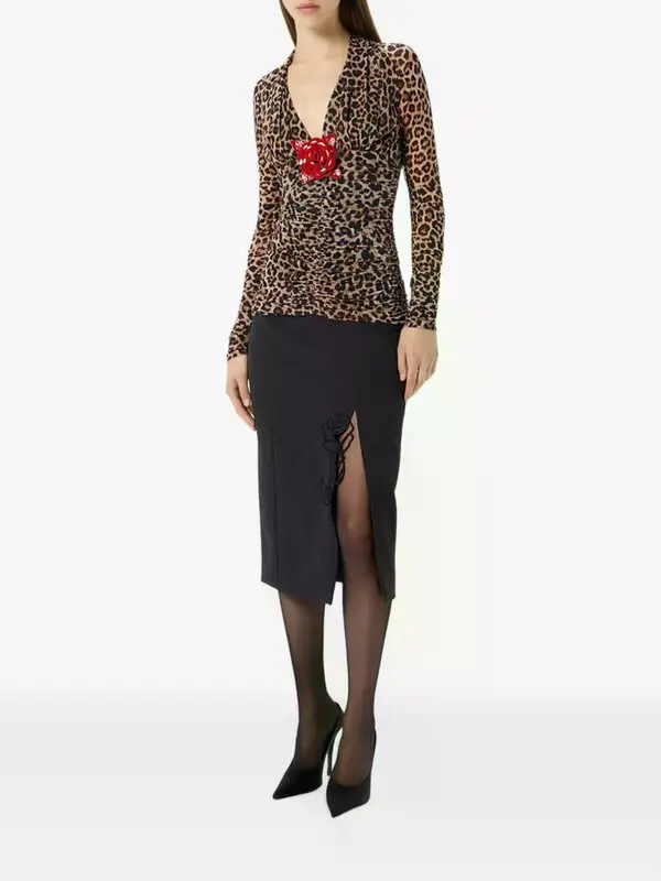 Blumarine Leopard-print Ruched Blouse