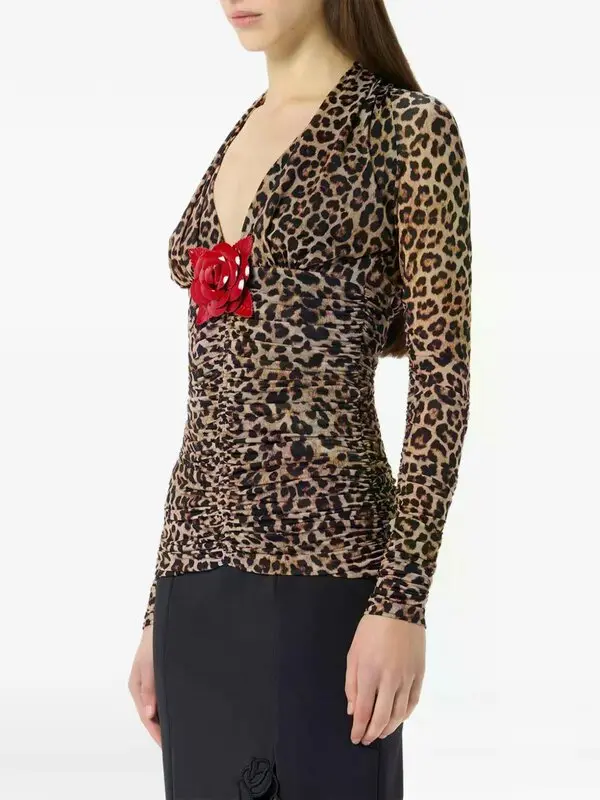 Blumarine Leopard-print Ruched Blouse