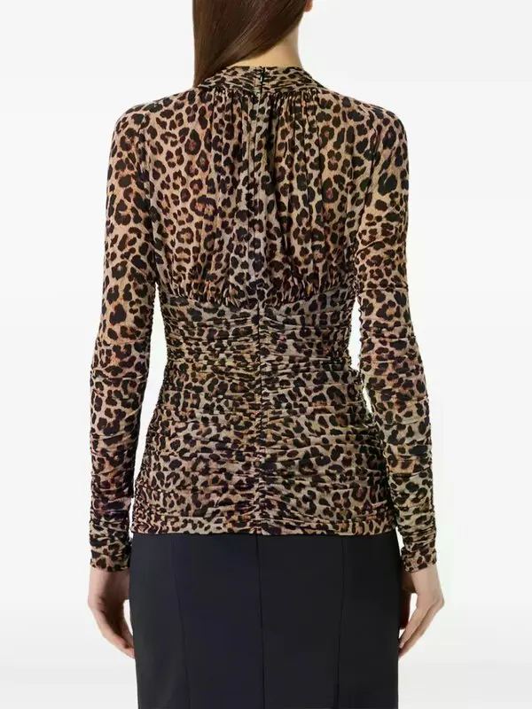 Blumarine Leopard-print Ruched Blouse