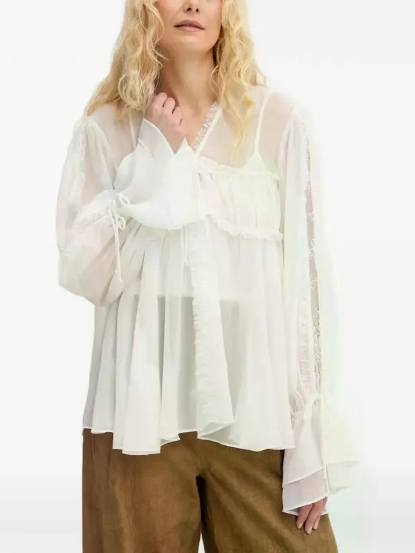 Pinko Lace-trim Ruffled Shirt