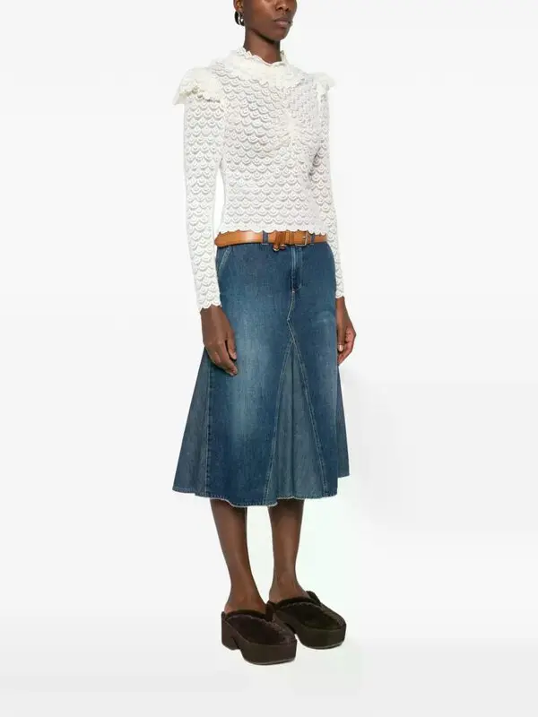 Farm Rio Ruffled Lace-knit Blouse