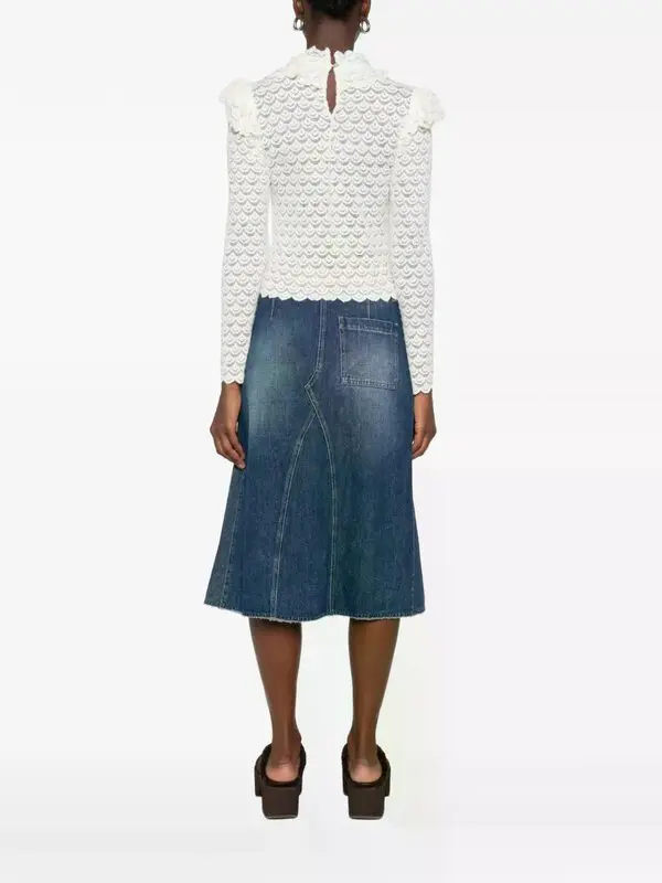 Farm Rio Ruffled Lace-knit Blouse