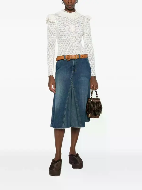 Farm Rio Ruffled Lace-knit Blouse