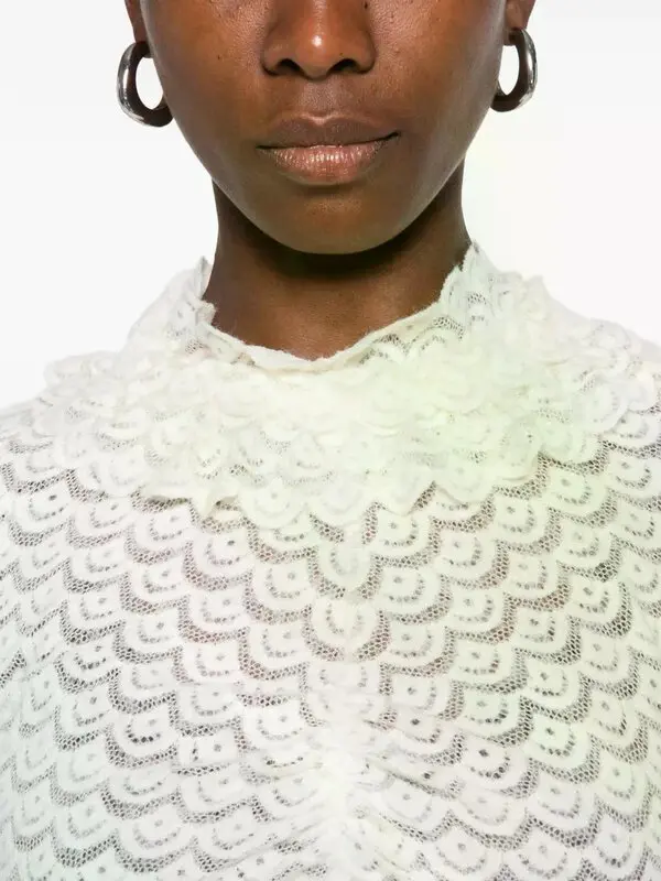 Farm Rio Ruffled Lace-knit Blouse
