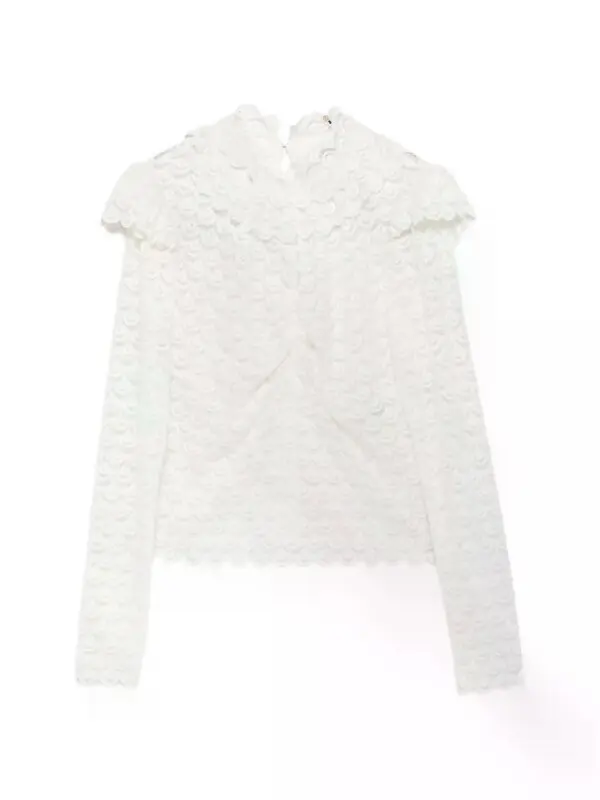 Farm Rio Ruffled Lace-knit Blouse - Neutrals