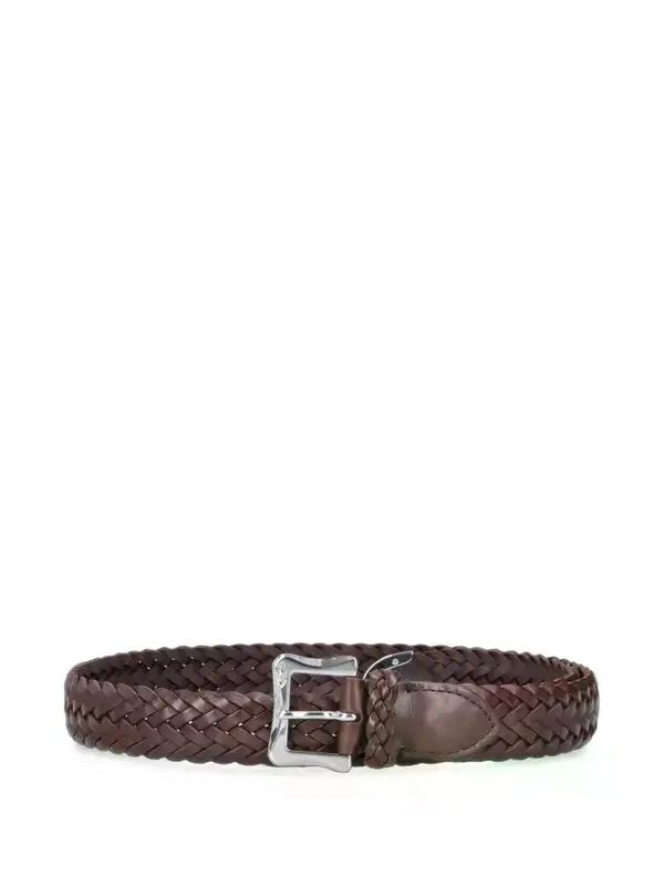 J & M DAVIDSON Woven Leather Belt - Brown
