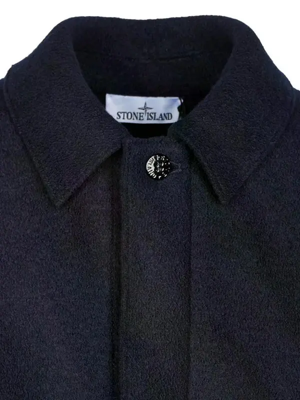 Stone Island Logo-patch Button-up Jacket - Blue