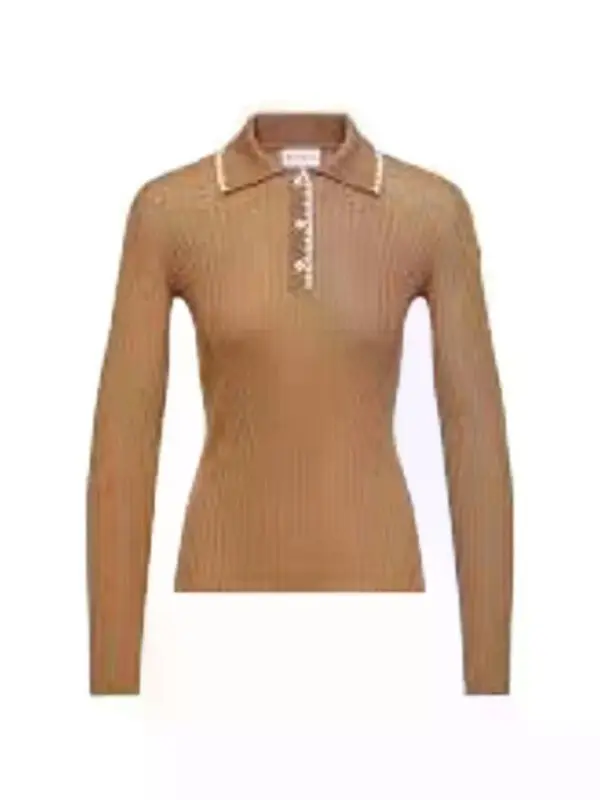 Moncler Ribbed-knit Long-sleeve Polo Shirt