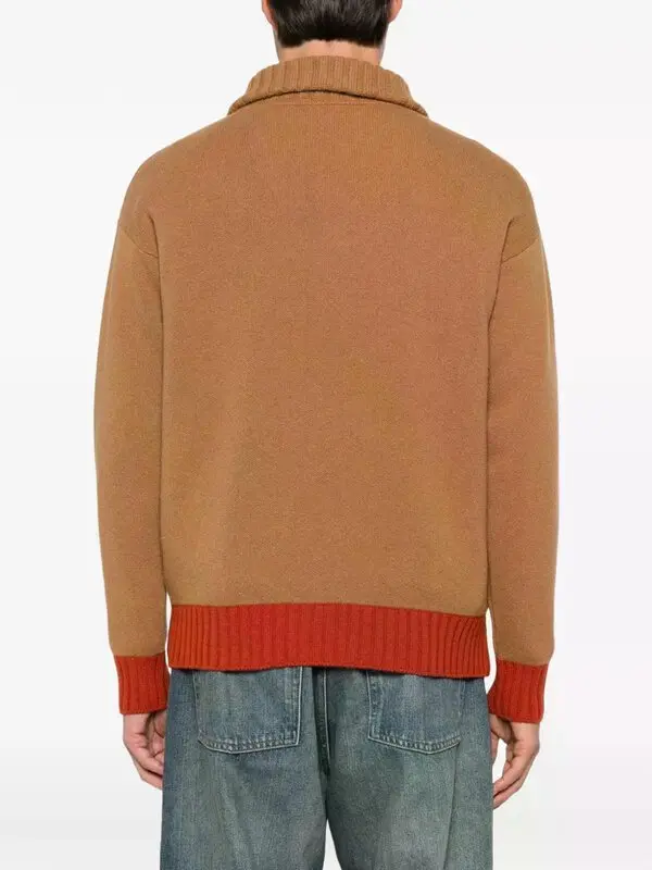 GALLIA Merz Quarter-zip Ribbed-trim Sweater