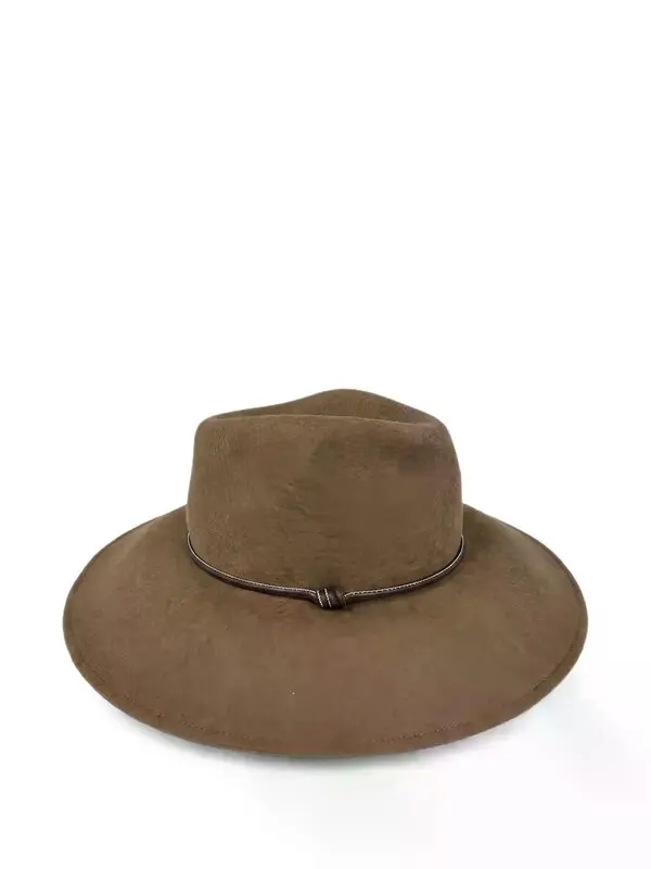 Peserico Leather-trimmed Felt Fedora - Brown