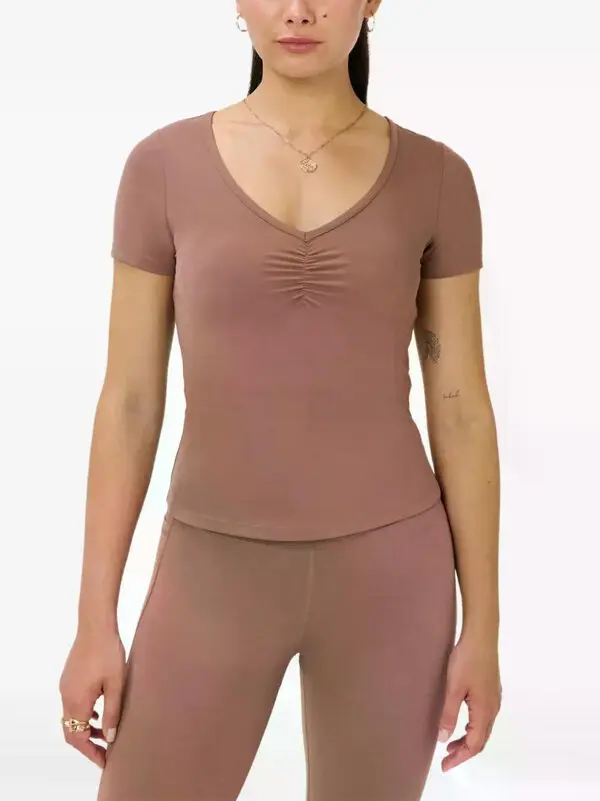 Sweaty Betty Ruched V-neck T-shirt - Brown