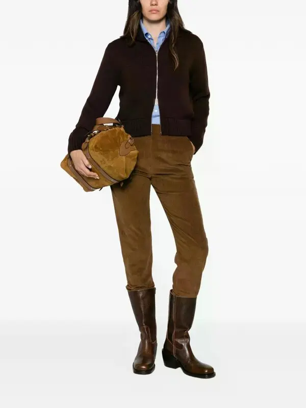 Alpha Studio Zip-up Ribbed-trim Sweater