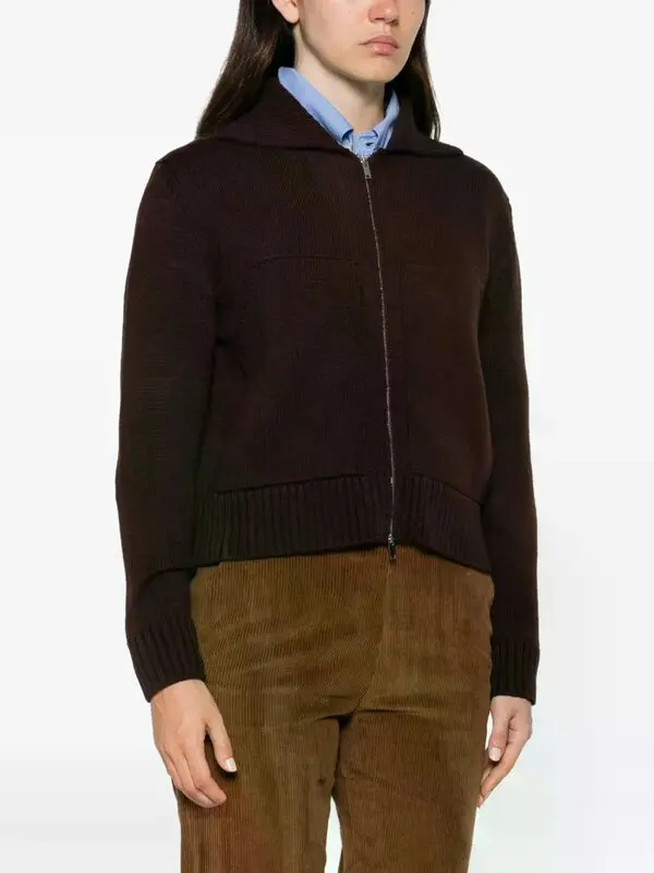 Alpha Studio Zip-up Ribbed-trim Sweater