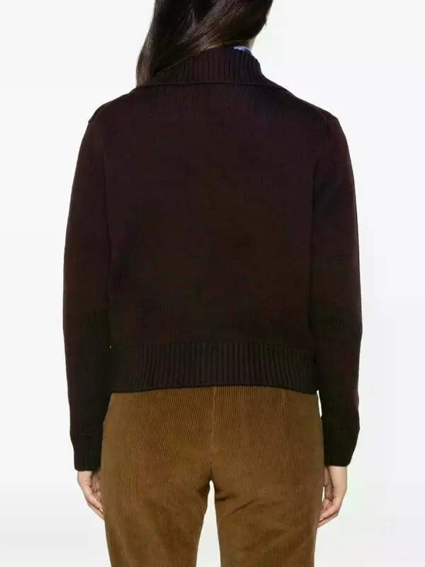 Alpha Studio Zip-up Ribbed-trim Sweater