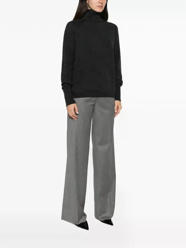 Alpha Studio Button-cuff Roll-neck Sweater