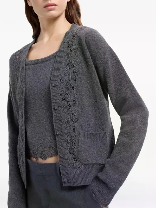 Elie Saab Lace-trim Knit Cardigan And Top Set