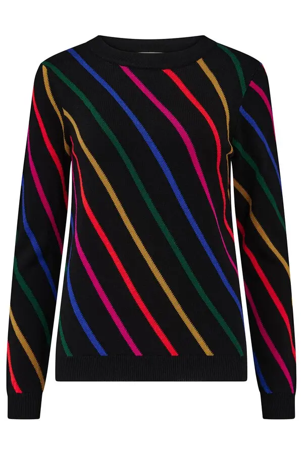SUGARHILL BRIGHTON Rowena Sweater Rainbow Sliding Stripes