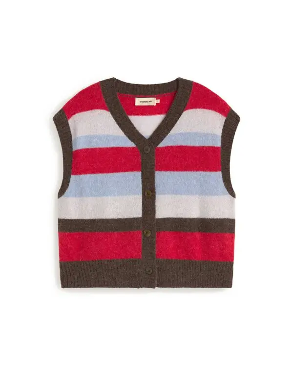 THINKING MU Fadwa Oversized Striped Wool Vest