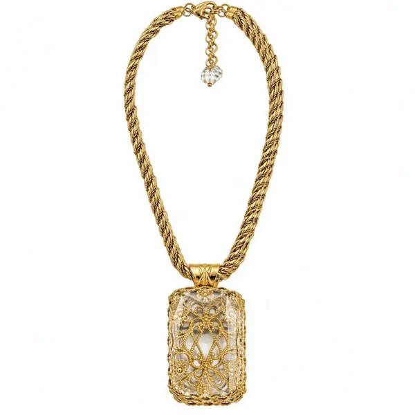 VSTYLE Clear Crystal Filigree Pendant Necklace - White