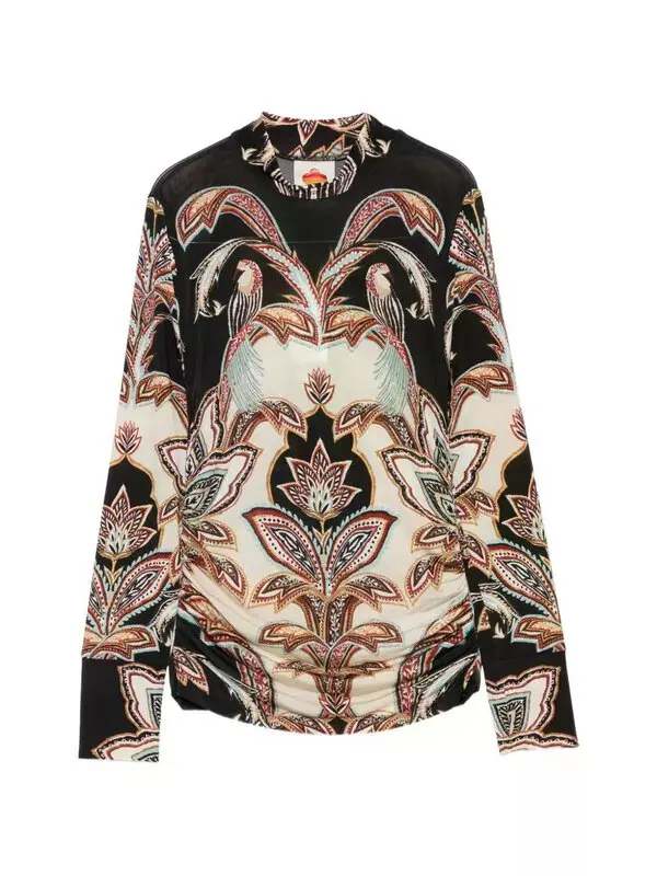 Farm Rio Graphic-print Long-sleeve T-shirt - Black