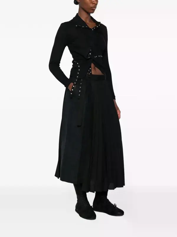 Sacai Double-faced Herringbone Pleated Maxi Skirt - Black