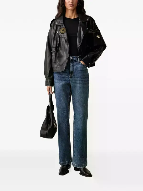 Dkny Patch-detail Biker Faux-leather Jacket